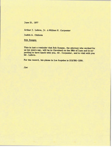 Memorandum from Judy A. Chilcote to Arthur J. Lafave and William H ...