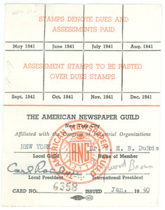 American Newspaper Guild membership card - Digital Commonwealth