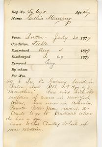 Tewksbury Almshouse Intake Record: Murray, Celia - Digital Commonwealth