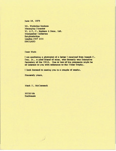 Letter from Mark H. McCormack to Nicholas Bonham - Digital Commonwealth