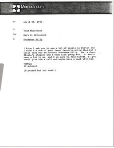 Memorandum from Mark H. McCormack to Todd McCormack - Digital Commonwealth