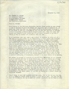 Letter from Caleb Foote to Correll M. Julian - Digital Commonwealth