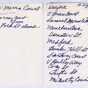 Handwritten list of street names - Digital Commonwealth