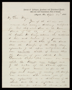 General Davis Tillson to Thomas Lincoln Casey, April 24, 1866 - Digital ...