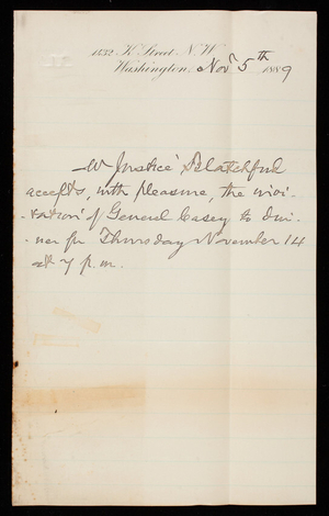 [Samuel M.] Blatchford to Thomas Lincoln Casey, November 5, 1889 ...