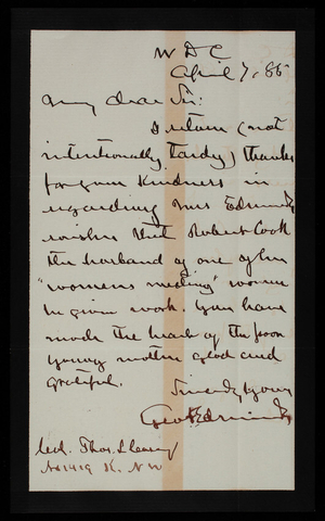Senator Edmunds to Thomas Lincoln Casey, April 7, 1885 - Digital ...
