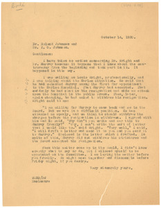 Letter from W. E. B. Du Bois to Roland Johnson and T. O. Johnson ...