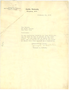Letter from Joseph D. McGhee to Crisis - Digital Commonwealth