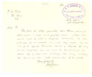 Letter from Davidson D. T. Jabavu to the Crisis - Digital Commonwealth