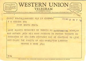Telegram from George W. Gore to T. K. Gibson - Digital Commonwealth