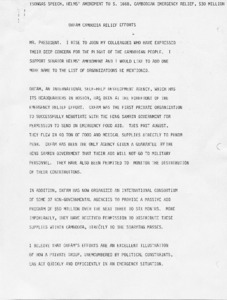 Senator Paul E. Tsongas speech to Mr. President on Oxfam Cambodia ...