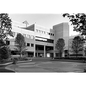 Exterior shot of the front of Snell Library and Snell Quadrangle ...