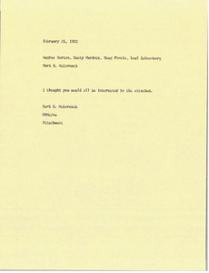 Memorandum from Mark H. McCormack to Hughes Norton, Dusty Murdock, Doug ...