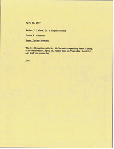Memorandum from Judy A. Chilcote to Arthur J. Lafave and Hughes Norton ...