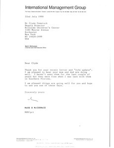 Letter from Mark H. McCormack to Clyde Comstock - Digital Commonwealth