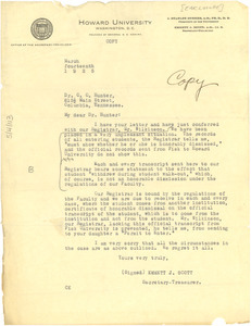 Letter from Howard University to C. O. Hunter - Digital Commonwealth