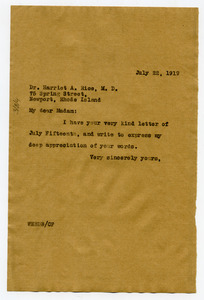 Letter from W. E. B. Du Bois to Harriet A. Rice - Digital Commonwealth