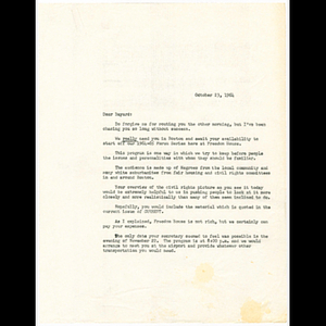 Letter from Muriel Snowden to Bayard Rustin - Digital Commonwealth