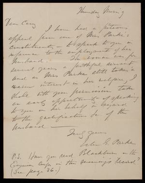 Parke to Thomas Lincoln Casey, undated [February 1878] - Digital ...