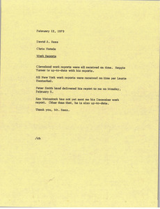 Memorandum from Chris Hatala to David A. Rees - Digital Commonwealth