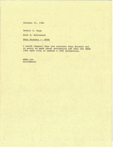 Memorandum from Mark H. McCormack to Robert C. Happ - Digital Commonwealth