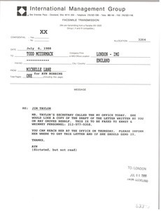 Fax from Michelle Lane to Todd McCormack - Digital Commonwealth
