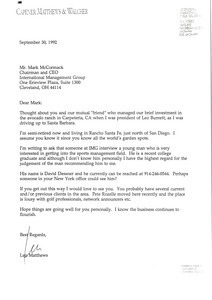 Letter from Len Matthews to Mark H. McCormack - Digital Commonwealth