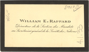 Business card for William E. Rappard - Digital Commonwealth