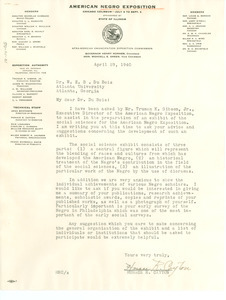 Letter from American Negro Exposition to W. E. B. Du Bois - Digital ...