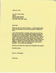 Letter from Mark H. McCormack to John Mack Carter - Digital Commonwealth
