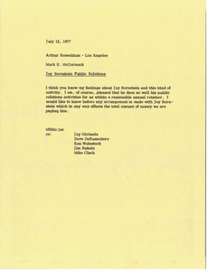 Memorandum from Mark H. McCormack to Arthur Rosenblum - Digital ...