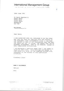 Letter from Mark H. McCormack to Barry Weatherill - Digital Commonwealth