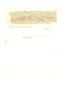 Proof of Pan-African Congress biographical entry - Digital Commonwealth