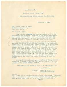 Letter from the New York Urban League to Roscoe Conkling Bruce ...