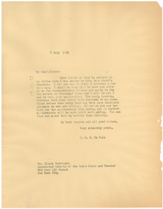 Letter from W. E. B. Du Bois to Alison Burroughs - Digital Commonwealth