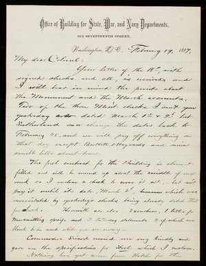 Bernard R. Green to Thomas Lincoln Casey, February 19, 1887 - Digital ...