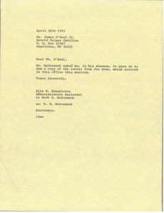 Letter from Rita M. Shackleton to James O'Neal - Digital Commonwealth