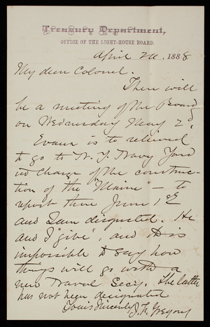 [James] F. Gregory to Thomas Lincoln Casey, April 26, 1888 - Digital ...