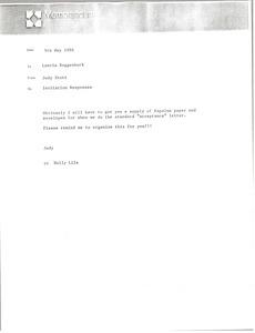 Memorandum from Laurie Roggenburk to Judy Stott - Digital Commonwealth