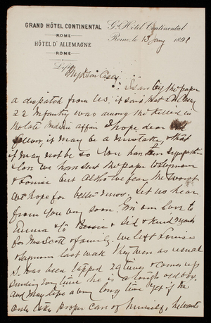 Henry Weir to Thomas Lincoln Casey, January 13, 1891 - Digital Commonwealth