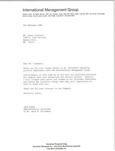 Letter from Judy Stott to Grant Linebach - Digital Commonwealth
