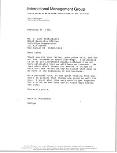 Letter from Mark H. McCormack to C. Lane Fortinberry - Digital Commonwealth
