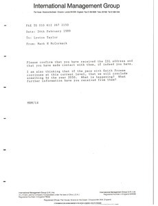 Fax from Mark H. McCormack to Lynton Taylor - Digital Commonwealth