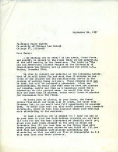 Letter from Caleb Foote to Harry Kalven - Digital Commonwealth