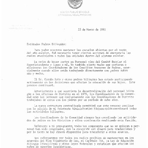 Letter from Raffael DeGruttola to parents of bilingual students ...