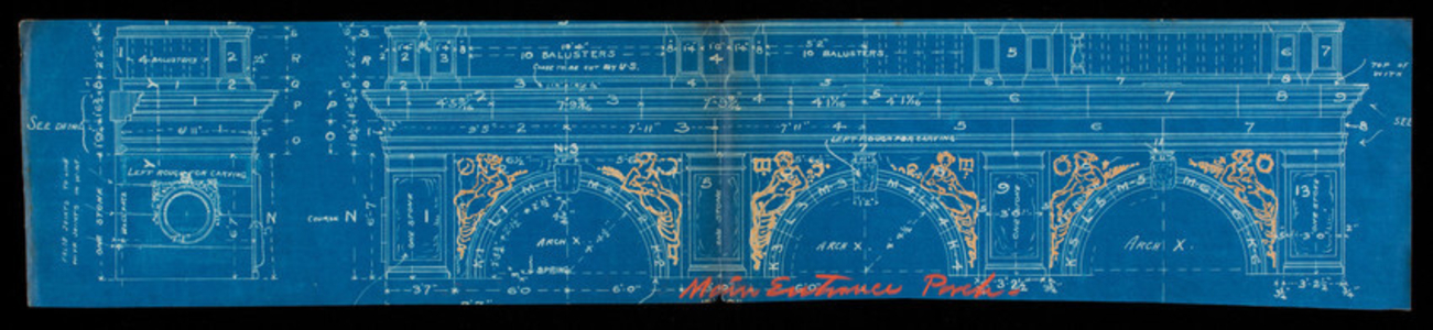 Blueprint: Main Entrance Porch, undated - Digital Commonwealth