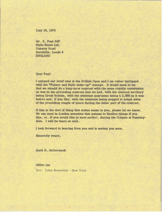 Letter from Mark H. McCormack to R. Paul Ziff - Digital Commonwealth