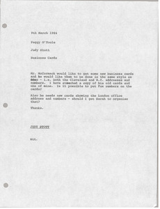 Memorandum from Judy Stott to Peggy O'Toole - Digital Commonwealth