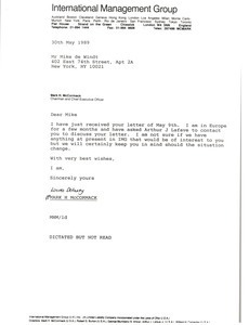 Letter from Mark H. McCormack to Mike de Windt - Digital Commonwealth