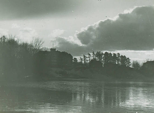 Administration Building from across Lake Massasoit - Digital Commonwealth